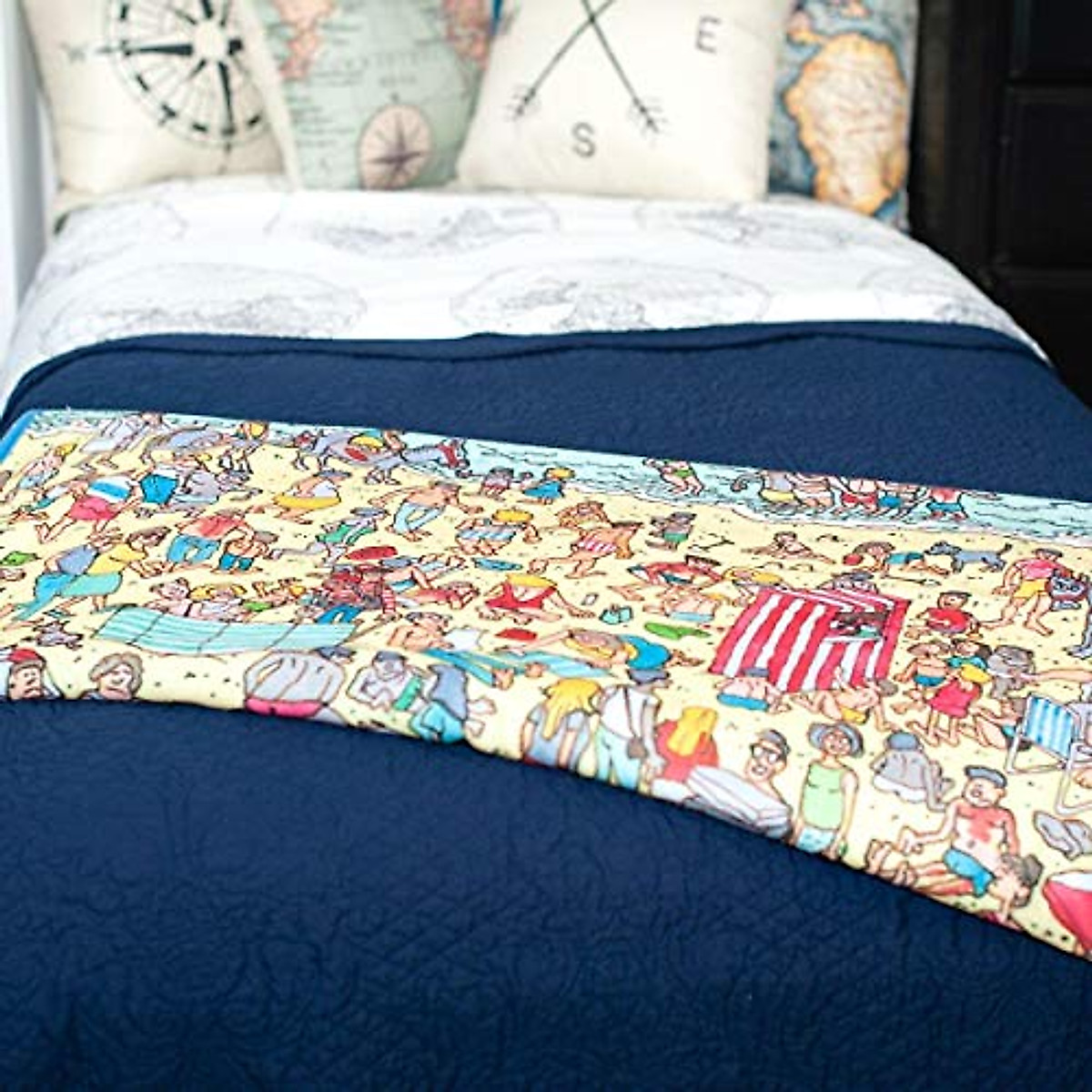 JUST FUNKY Waldo Collectibles | Where’s Waldo On The Beach Fleece Throw Blanket | 45” x 60”