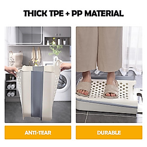 HEDUGO Plastic Collapsible Laundry Basket Handled Space Saving Clothes Hamper 44L Foldable Wall-Mounted Storage Container for Snacks Toys Accessories in Bedroom,Living Room,Bathroom,Kitchen White