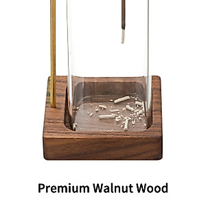 Sunolga Incense Holder with Removable Glass Ash Catcher Mess, Modern Incense Holder for Sticks with Alligator Head Metal Clip Brass Incense Burner Holder for Zen, Yoga, Spa, Meditation and Home Decor