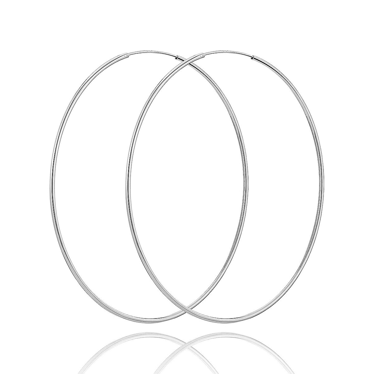 SWEETV 50MM Big Hoop Earrings for Women Hypoallergenic 925 Sterling Silver Earrings Endless Thin Hoops-suitable for ages 15+