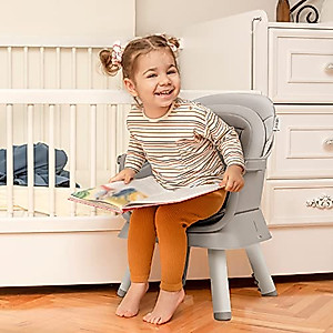 VEEYOO Baby High Chair 6 in 1, Convertible high Chair/Dinning Booster Seat/Toddlers Table & Chair Set with Easy Clearance, Removable Tray, Adjustable Legs, Safety Harness for Girl/boy