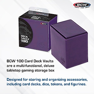 BCW Deck Vault LX 100 - Purple | Card Deck Case with 100 Sleeved Gaming Cards Capacity | For Magic: The Gathering, Pokemon, Commander Decks