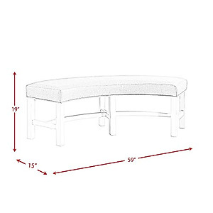 BOWERY HILL Modern Round Bench in Natural and White Upholstery