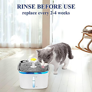 4 Pack Replacement Filters & 4 Pack Replacement Pre-Filter Sponges for 67oz, 95oz and 135oz Automatic Cat Water Fountain Dog Water Dispenser, Cat Water Fountain Filters