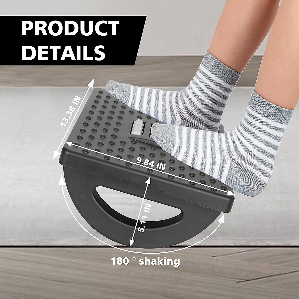 CZZXI Rocking Foot Rest for Under Desk at Work, Comfortable Foot Stool Ergonomic Footrest with Foot Massage Feet Stand for Office & Home - Black