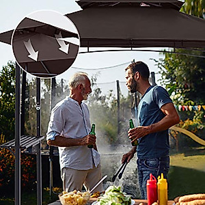 MASTERCANOPY  8 x 5 Grill Gazebo Outdoor BBQ Gazebo Canopy with 2 LED Lights (Brown)