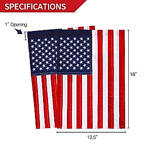 Anley Embroidered Stars US Garden Flag, USA American United States July 4th Independence Day Patriotic Decorative Yard Flags - Sewn Stripes & Double Stitched - 18 x 12.5 Inch