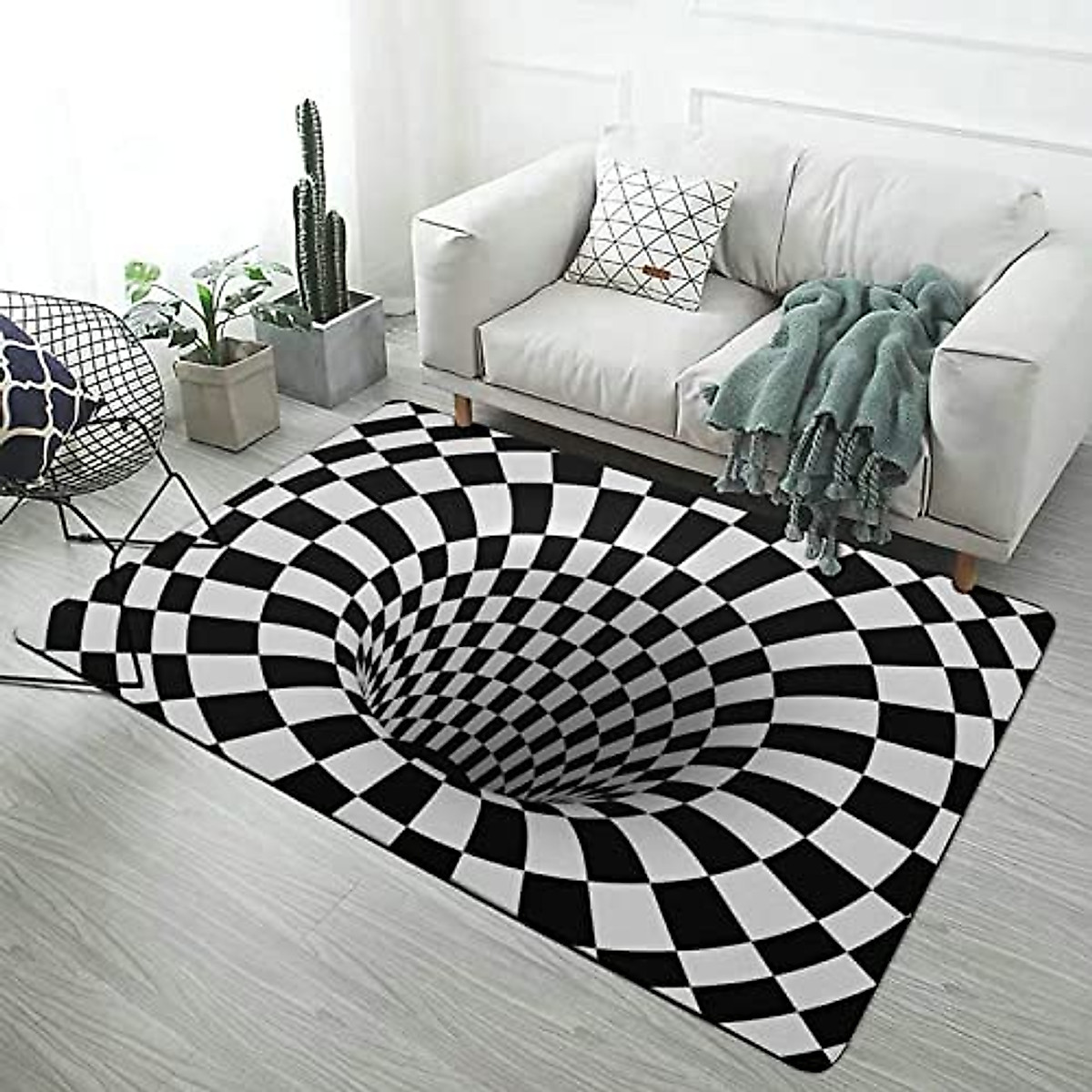GAGNONLEE 3D Vortexes Illusion Large Rugs Floor Mat Modern Carpet for Home Decoration Area Rug Cozy Art Decoration Polyester Carpet 60 x 40 inch, 60inchL x 40inchW
