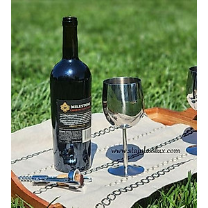 StainlessLUX 73344 Brilliant Stainless Steel Wine Glass/Wine Tasting Goblet (New version with 1/4" taller)- Quality Drinkware for Your Enjoyment