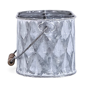 NIKKY HOME Galvanized Metal Caddy with 6 Compartments, Farmhouse Utensil Holder Rustic Utensil Caddy Carry-All Serveware Picnic Caddy Multipurpose Storage Bin with Handle - 12 x 5.5 x 9.5 inches