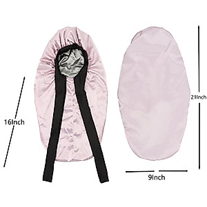 brcok Kids Braid Long Bonnet Girls Satin Bonnet Sleeping Cap Double Layer with tie Band Silk Hair Bonnet for Toddler Child (Kids Long Pink)