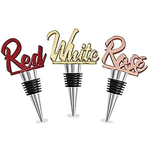 WILD EYE DESIGNS WINE STOPPER S/3, WED, CLASSIC, RED WHITE ROSE, WED…