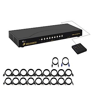 CKLau 4Kx2K 8 Port HDMI KVM Switch with Cables and USB 2.0 Hub, Rack Mount KVM Switch Supports Keyboard Mouse Switching for Windows, Linux, Mac, Debian, Ubuntu, Fedora, Raspberry Pi and Ubuntu