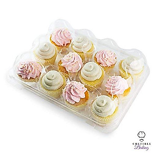 Chefible Premium Plastic Disposable 12 Cupcake Carrier Container Box, High Dome, Extra Sturdy For Easy Transport! 4 Pack