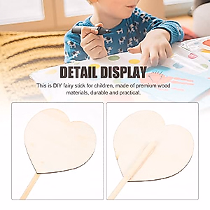 STOBOK Princess Fairy Wand Stick: 8PCS Unfinished Wooden DIY Crafts Heart Shaped Magical Wand for Girls Art Show Cosplay Costume Party