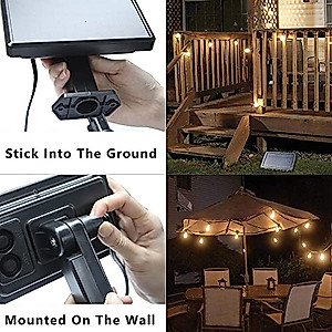 SUNTHIN Outdoor Solar String Lights, 48ft Solar Patio Lights with USB Rechargeable, Waterproof & Shatterproof Solar Powered Bulbs for Yard, Porch, Garden, Pool, Party, Camping