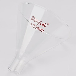 stonylab Glass Powder Funnel, Heavy Wall Borosilicate Glass Short Stem Funnel with 120 mm Top Diameter and 22 mm Stem Length