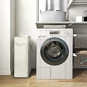 Chrislley 45L Slim Laundry Hamper with Wheels Narrow Rolling Laundry Basket Narrow Laundry Basket with Handle(Beige)