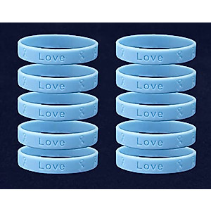10 Pack Light Blue Silicone Bracelets – Light Blue Colored Rubber Wristbands for Prostate Cancer, Trisomy 18, Cushing, Scleroderma Awareness, Graves’ Disease, Fundraising & Gift Giving - Perfect for Women and Men