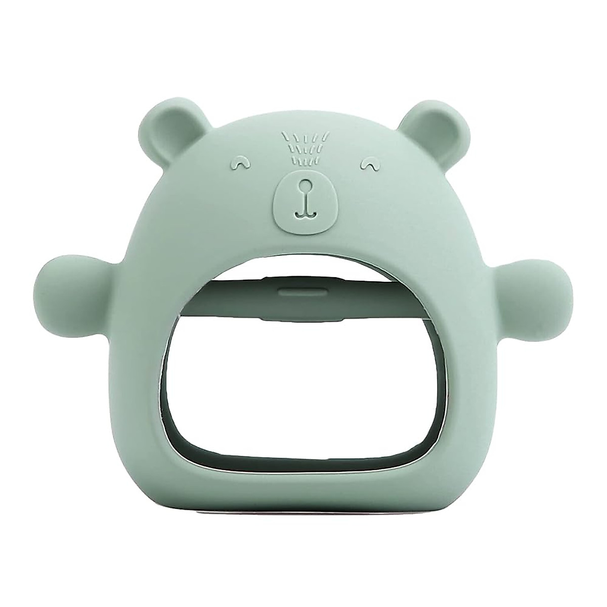 Lulyboo Silicone Teething Baby Bear, Easy to Grip Teether, Self Soothing Pain Relief for Teething, 0-12 Months, Green
