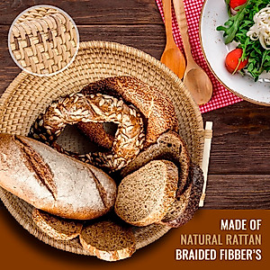 YFFuture Rattan Serving Tray – 11.5-inch Round Serving Tray with Handles – Handmade Round Rattan Tray – Decorative Tray for Coffee Table, Food Serving, Party – Round Wicker Tray for Home Decor…