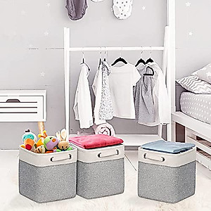 Kntiwiwo Cube Storage Bins 10.5” x 10.5 x 11” Cloth Baskets for Storage with Handles for Shelf, Closet, Nursery, Office Organizer, Set of 6