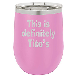 BeeGeeTees Funny Wine Tumbler This Is Definitely Vodka Laser Engraved Insulated Stainless Steel Cup With Lid (Matte Light Purple)