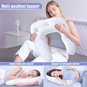 SAHEYER Pillow for Side Sleeper, Odorless Body Pillow for Adults Shoulder Pain Relief, U-Shaped Memory Foam Orthopedic Contour Support Pillows for Neck, Back, Arm with Removable Washable Cover, White