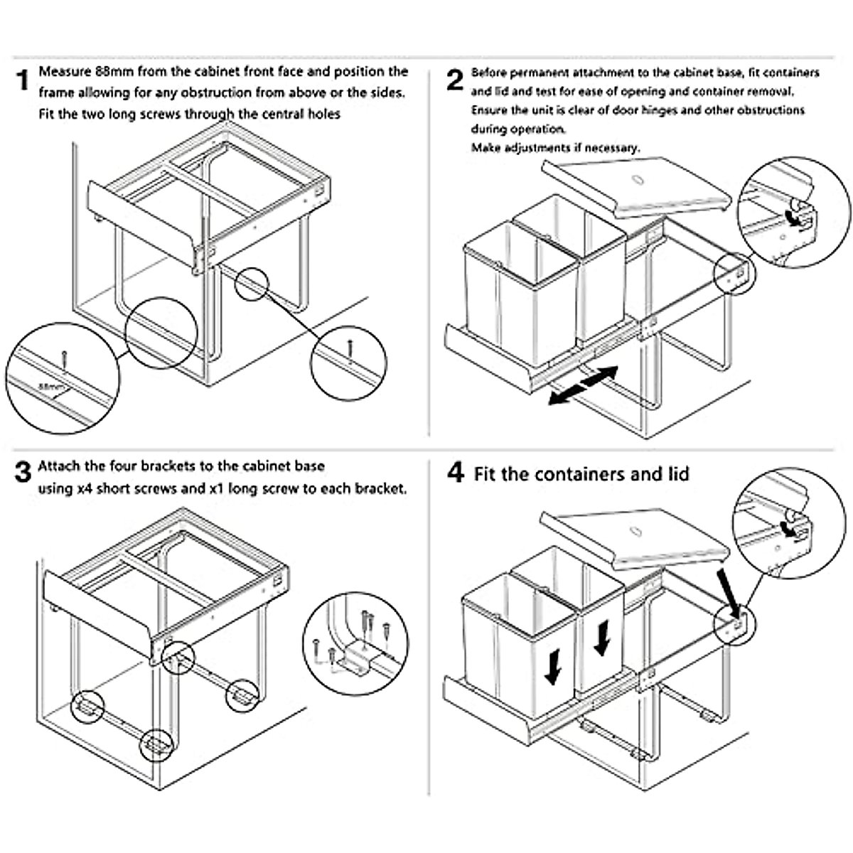 tonchean Pull Out Trash Can Under Cabinet 20 Quart + 10 Quart Under Sink Trash Can Double Sliding Trash Can Kitchen Pull Out Recycling Bin Waste Container for Garbage Classification