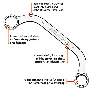 DURAMOVE SAE 5-Piece Half Moon Box Wrench Set,5/16 to 7/8 inch, C-Shaped Wrench Set with Double 12-Point Box Ends, CR-V,for auto repairing, machinery and household, EVA Tool Organizer