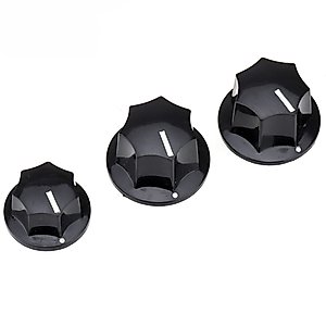 Musiclily Pro Inch Size Jazz Bass Knobs Set for USA CTS Pots Fender JB Style Bass, Black (Set of 3)