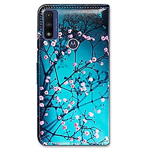 Bcov Motorola Moto G Pure Case, Moto G Power 2022 Case, Plum Blossom Flower Leather Flip Phone Case Wallet Cover with Card Slot Holder Kickstand for Motorola Moto G Pure 2021/Moto G Power 2022
