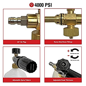 Simpson Cleaning 80271 Pressure Washer Foam Cannon with 1/4 Inch Quick Connector, 1 Liter, White
