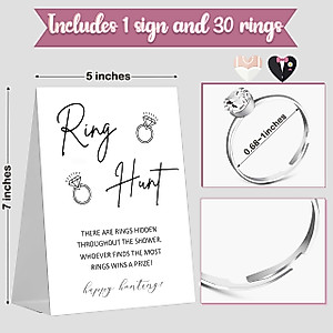 scodilo Bridal Shower Ring Game, The Ring Hunt Game for Bridal Shower-1 Sign and 30 Rings, Minimalist Bridal Shower Wedding Shower Games Favors for Guests, Engagement Rings Bridal Shower Decor-6