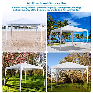 10'x10' Outdoor Party Tent, Backyard Canopy Tents for Parties, White Event Tent with Ground Nails and Ropes, Small Waterproof Tent for Wedding, Barbecue and Flea Market