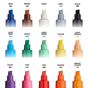 Posca Set of 15 Acrylic Paint Pens with Bold Point Tips, Paint Markers for Rock Painting, Fabric, Glass Paint, Metal Paint, and Graffiti