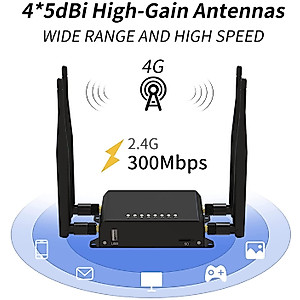 Wiflyer 4G LTE Router, 300 Mbps Cat4 Wireless Wi-Fi Router, with Industrial Grade Metal Case/Detachable External Antennas/SIM Card Slot Unlocked/USB Port, WE826-T