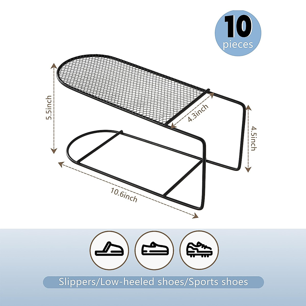 CiBiZi Shoe Slots Organizer Shoe Space Saver Metal Shoe Stacker Iron Shoe Rack Shoe Stand Holder Shoe Storage Closet Organizer 10PACK Black