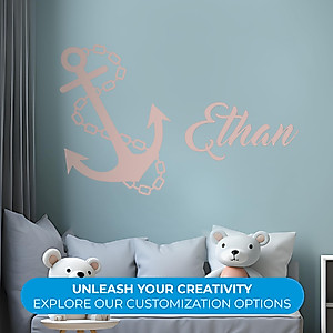 Custom Name Anchor Nautical Series - Baby Boy/Girl Wall Decal Nursery for Home Bedroom Children (MM48) (Wide 22" x 14" Height)