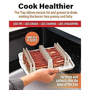Emson Bacon Wave TRTAZ11A, Microwave Bacon Cooker, New, 9.96" x 8.03" x 0.37" (Length x Width x Height), White
