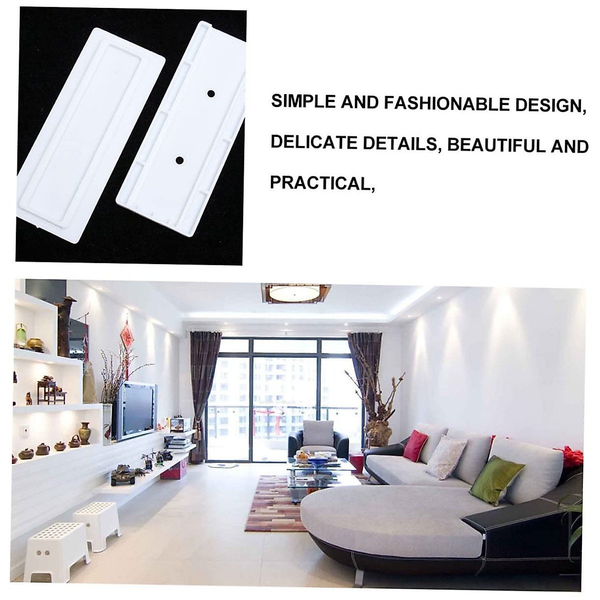 HOMSFOU 6 Pairs Multi-Function Hanger White Holder Mount for Self Home Punch-Free Tissue Wall-Mounted Remote Control Power Management Cable Mounted Organizer Socket System Fixator Strip