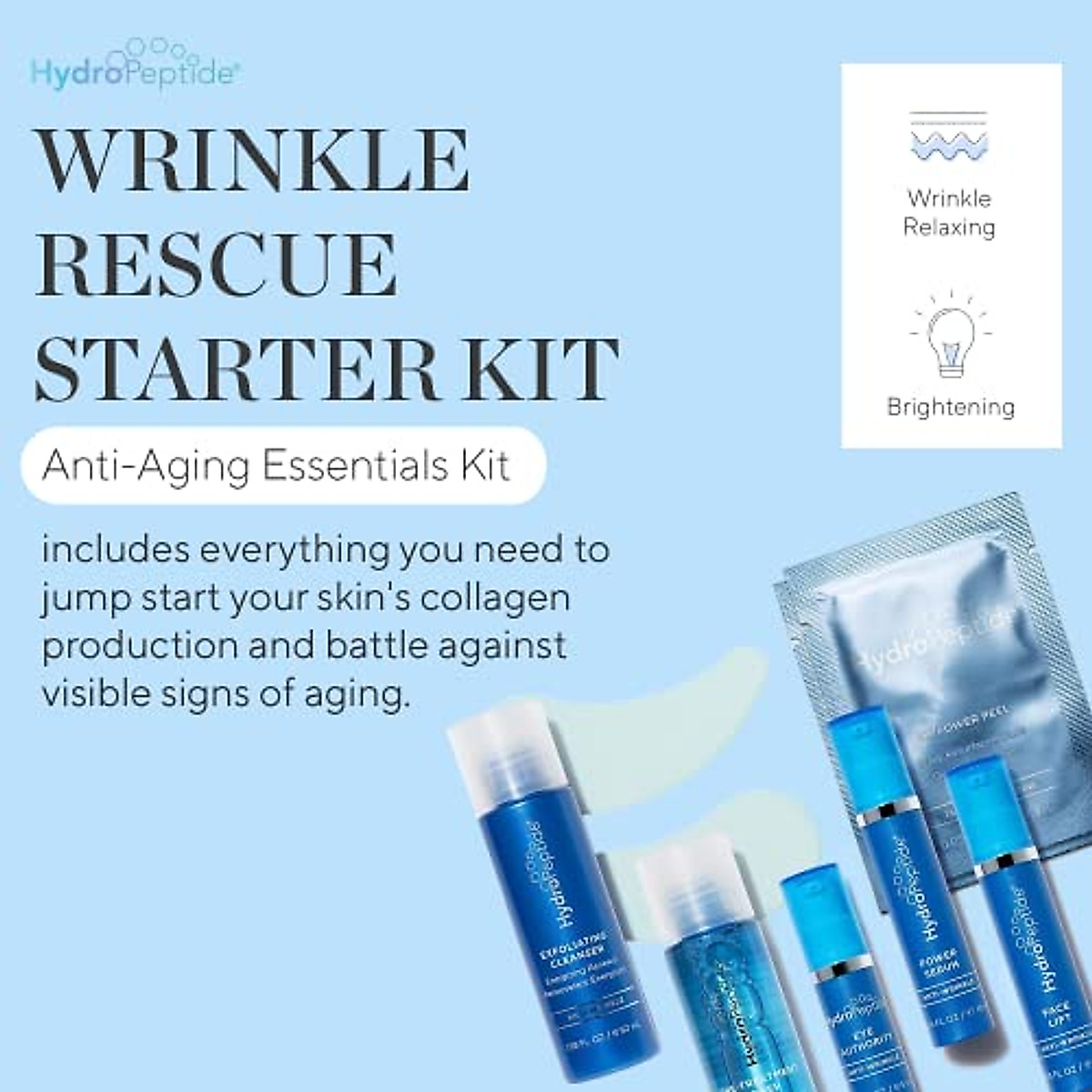 HydroPeptide, Wrinkle Rescue Starter Kit, Anti-Aging Essentials Kit, 1 Count