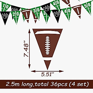 Doumeny 4 Pack Football Pennant Banner American Football Paper String Flag Sports Theme Party Banner Superbowl Paper Triangle Flag Game Day Paper Banner for Birthday Baby Shower Sport Club Party Decor