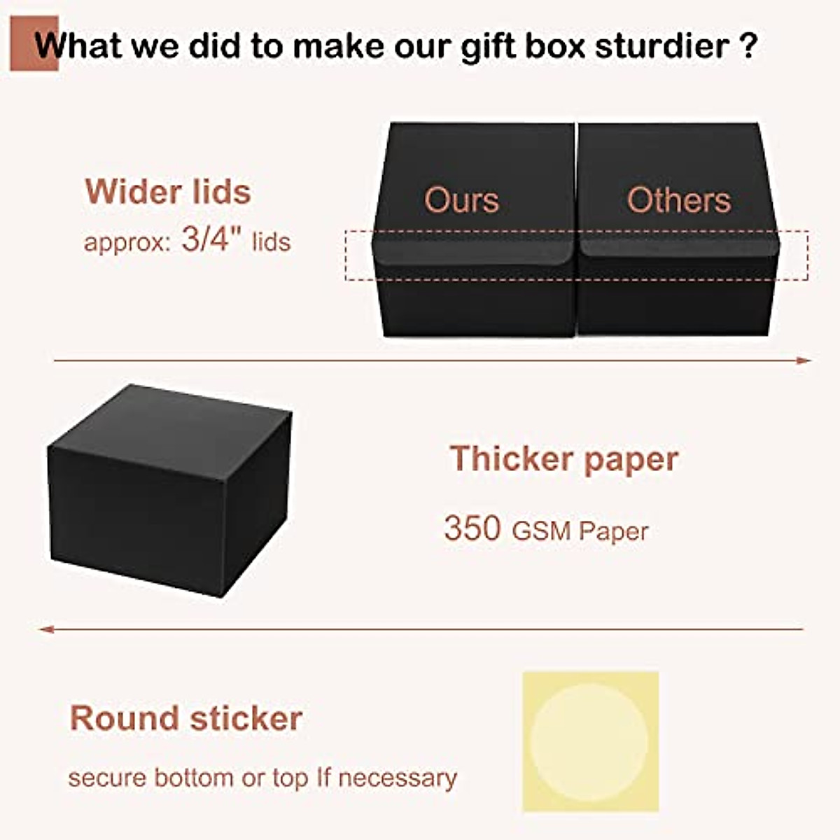 Mcfleet Black Gift Boxes with Lids 6x6x4 Inches 10 Pack Groomsmen Proposal Boxes Cardboard Gift Box for Presents, Craft Boxes for Christmas, Wedding, Graduation, Holiday, Birthday Gift Packaging