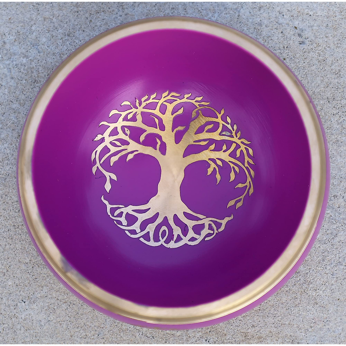 Tree Of Life Singing Bowl Complete Set ~ For Meditation, Yoga, Spiritual Healing and Mindfulness (Pink)