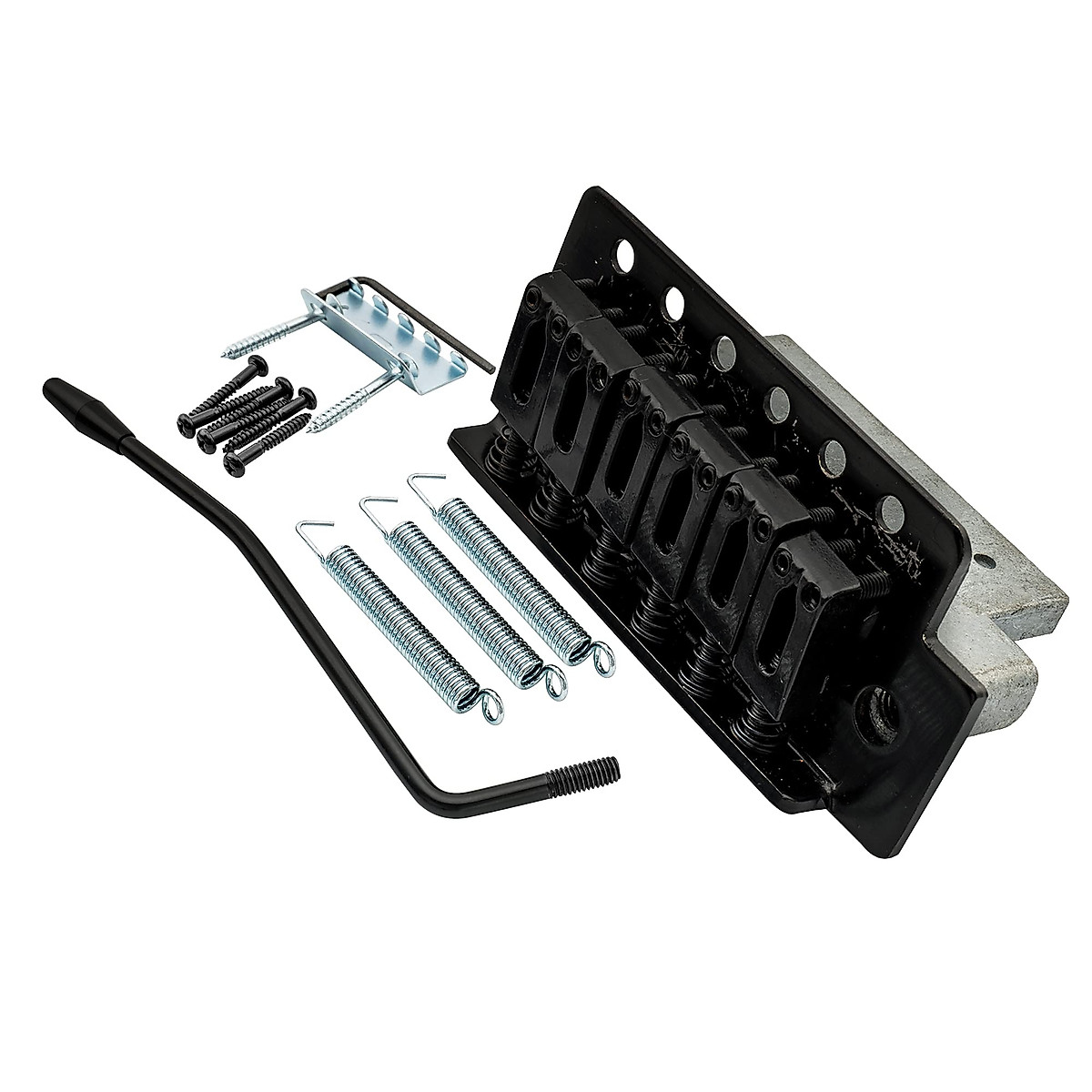 Musiclily 52.5mm Guitar Stratocaster Tremolo Bridge Set for Fender Strat Squier Electric Guitar Replacement, Black