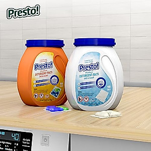 Amazon Brand - Presto! Laundry Detergent Pacs, Hypoallergenic, Free & Clear, 96 Count