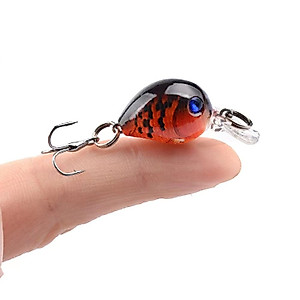 Crankbaits Fishing Lures Baits，Mini Fishing Lure Swimbaits Micro Crank Baits Topwater Lures for Freshwater Saltwater Bluegill Pumpkinseeds Trout Perch with Tackle Boxes (M02)