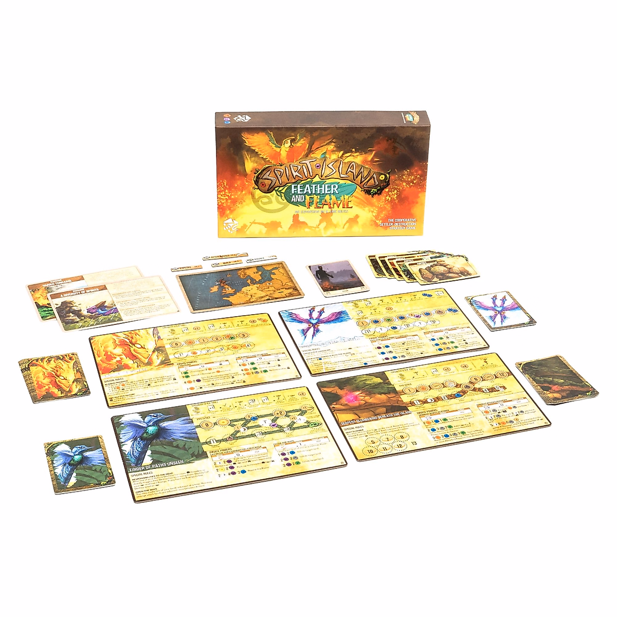 Greater Than Games | Spirit Island: Feather & Flame - Foil Panels | Cooperative Strategy Board Game Accessory | Premium Component Upgrade