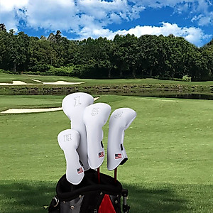 YuEagleSky Golf Head Covers Driver Fairway #3#5 Hybrid USA Flag Memory Foam, for Men Women (Black or White)